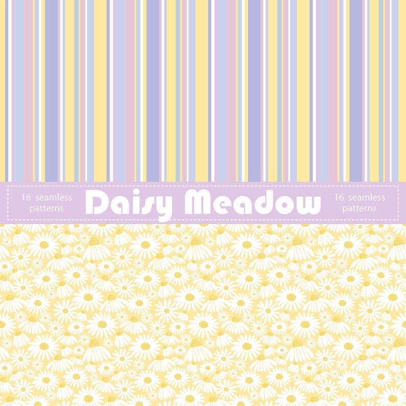 Daisy Flower Digital Paper Summer Meadow Seamless Pattern - Etsy