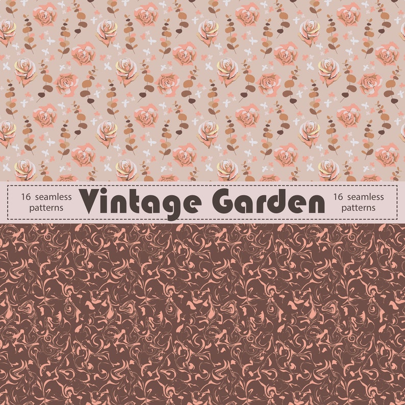 Vintage Flowers Digital Paper Flower Scrapbook Paper Floral Seamless ...