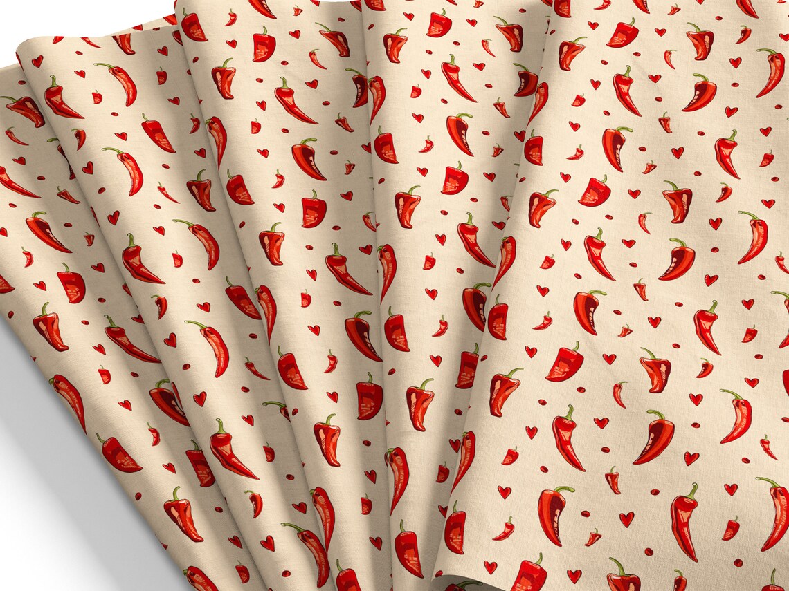 Hot Chilli Pepper Seamless Repeat Pattern, Spicy Vegetable Fabric ...
