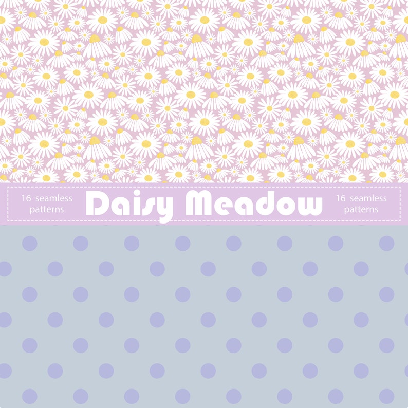 Daisy Flower Digital Paper Summer Meadow Seamless Pattern - Etsy