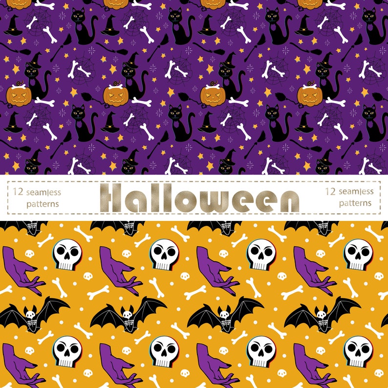 Halloween Kids Digital Paper Pumpkin Face Seamless - Etsy