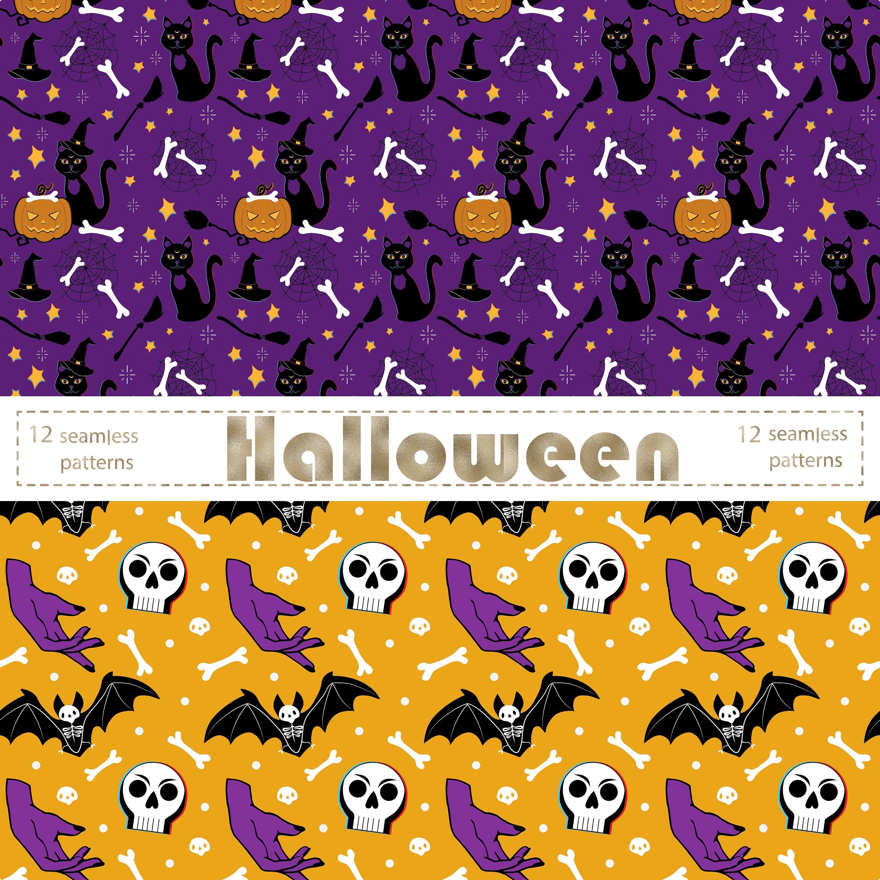 Halloween Kids Digital Paper Pumpkin Face Seamless - Etsy