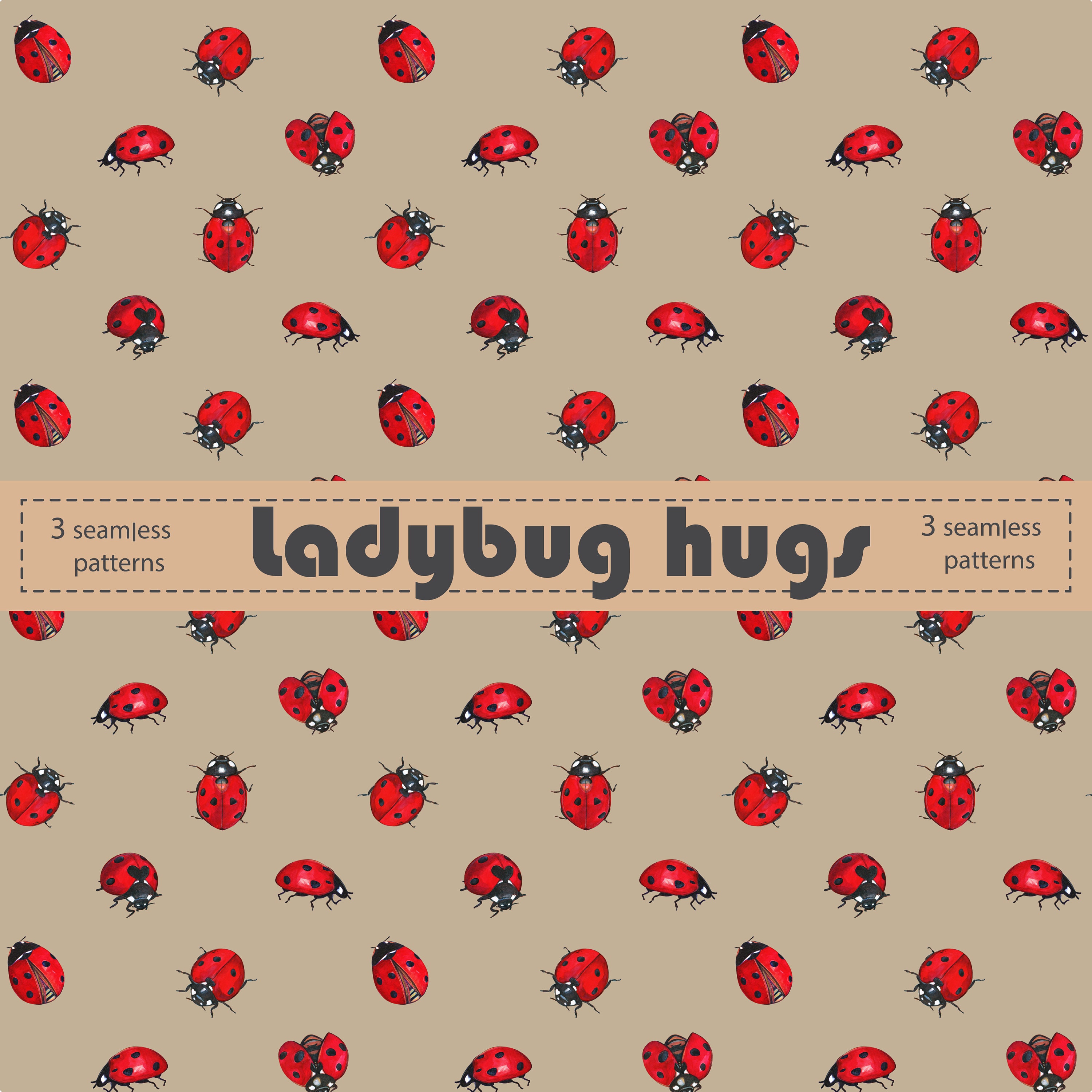 Watercolor Ladybug Seamless Pattern, Ladybird Beetle Digital Paper ...