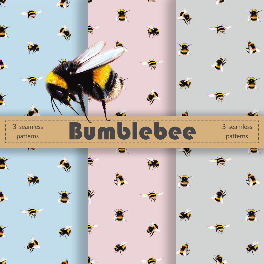 Bumblebee Digital Paper, Bumblebee Seamless Pattern, Bumblebee Pattern ...