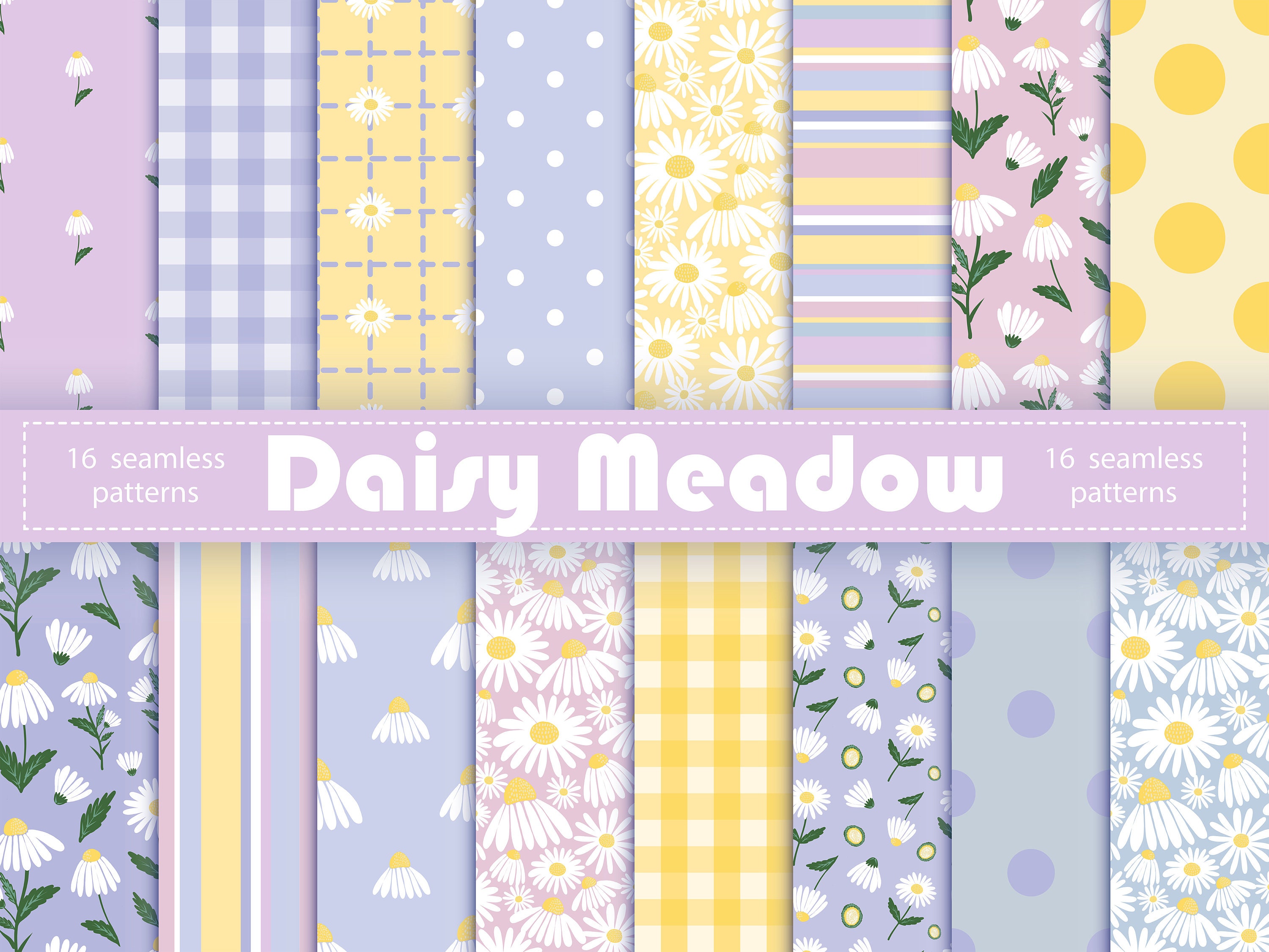 Daisy Flower Digital Paper Summer Meadow Seamless Pattern - Etsy