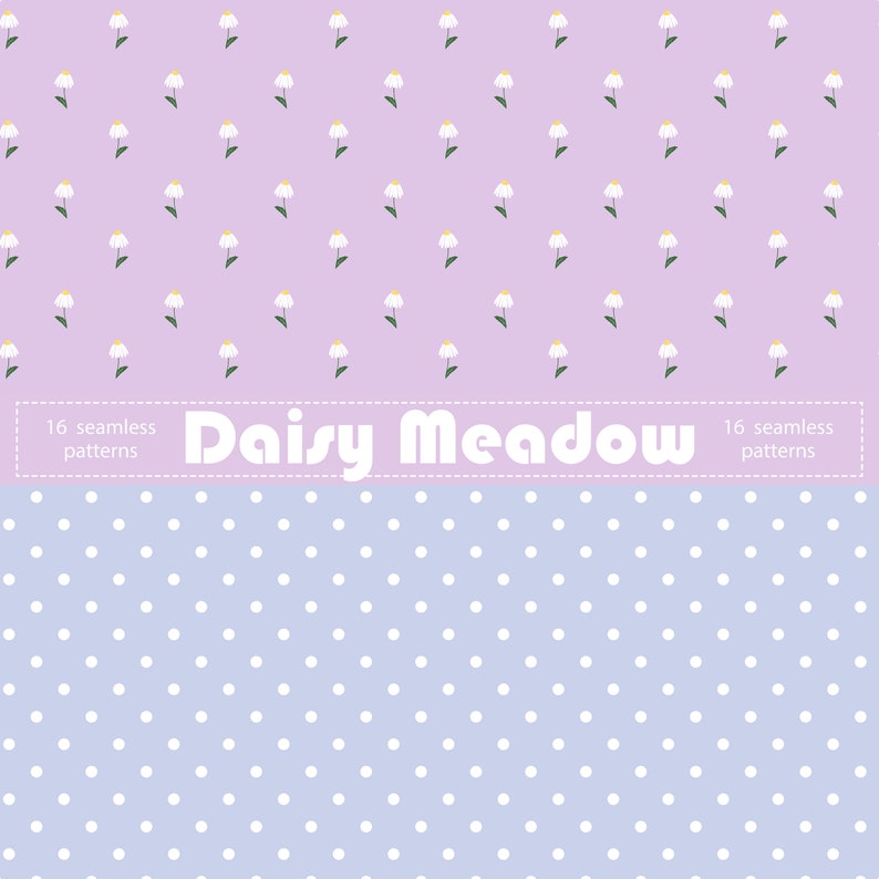 Daisy Flower Digital Paper Summer Meadow Seamless Pattern - Etsy