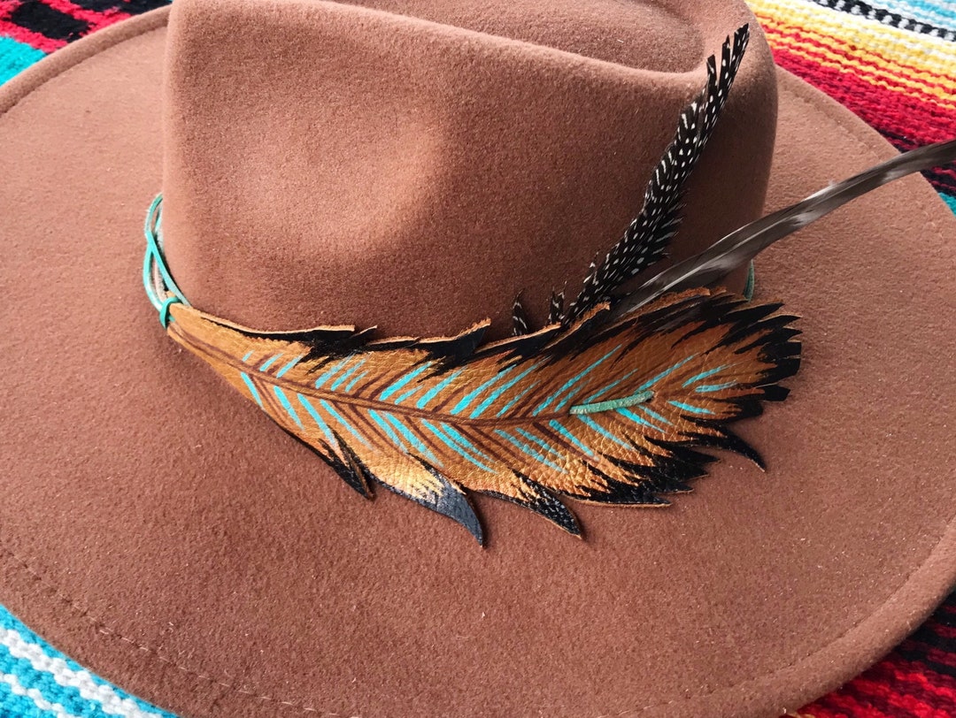Western Painted Leather Feather - Etsy