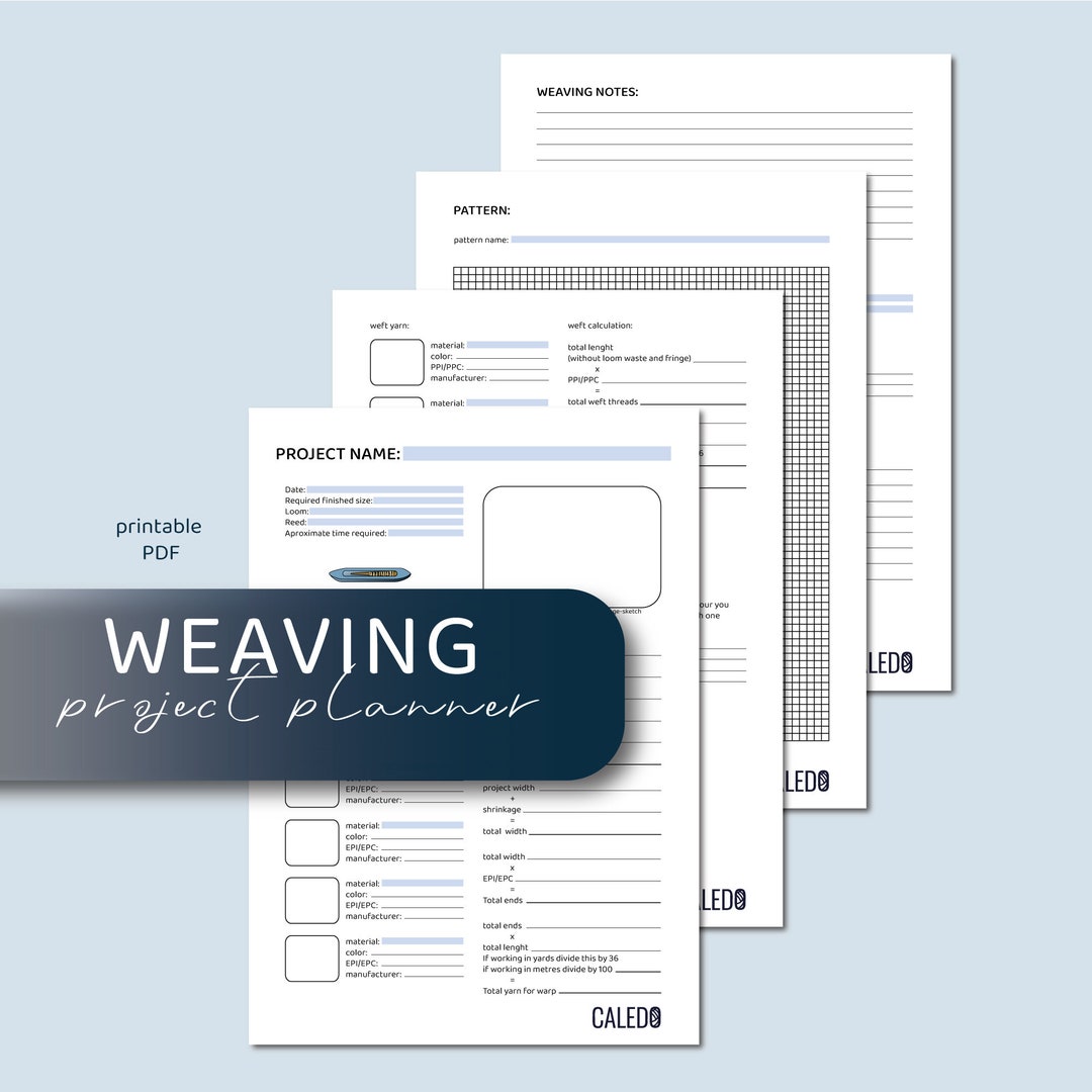 Weaving Project Planner, Download Digital PDF Journal Weaving - Etsy