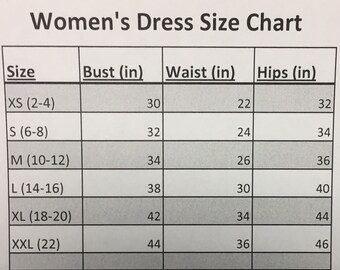 Size chart | Etsy