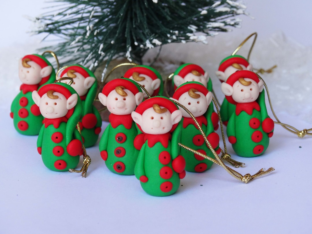 Christmas Elf,polymer Clay Green Elf,little Helper,christmas Pendant ...