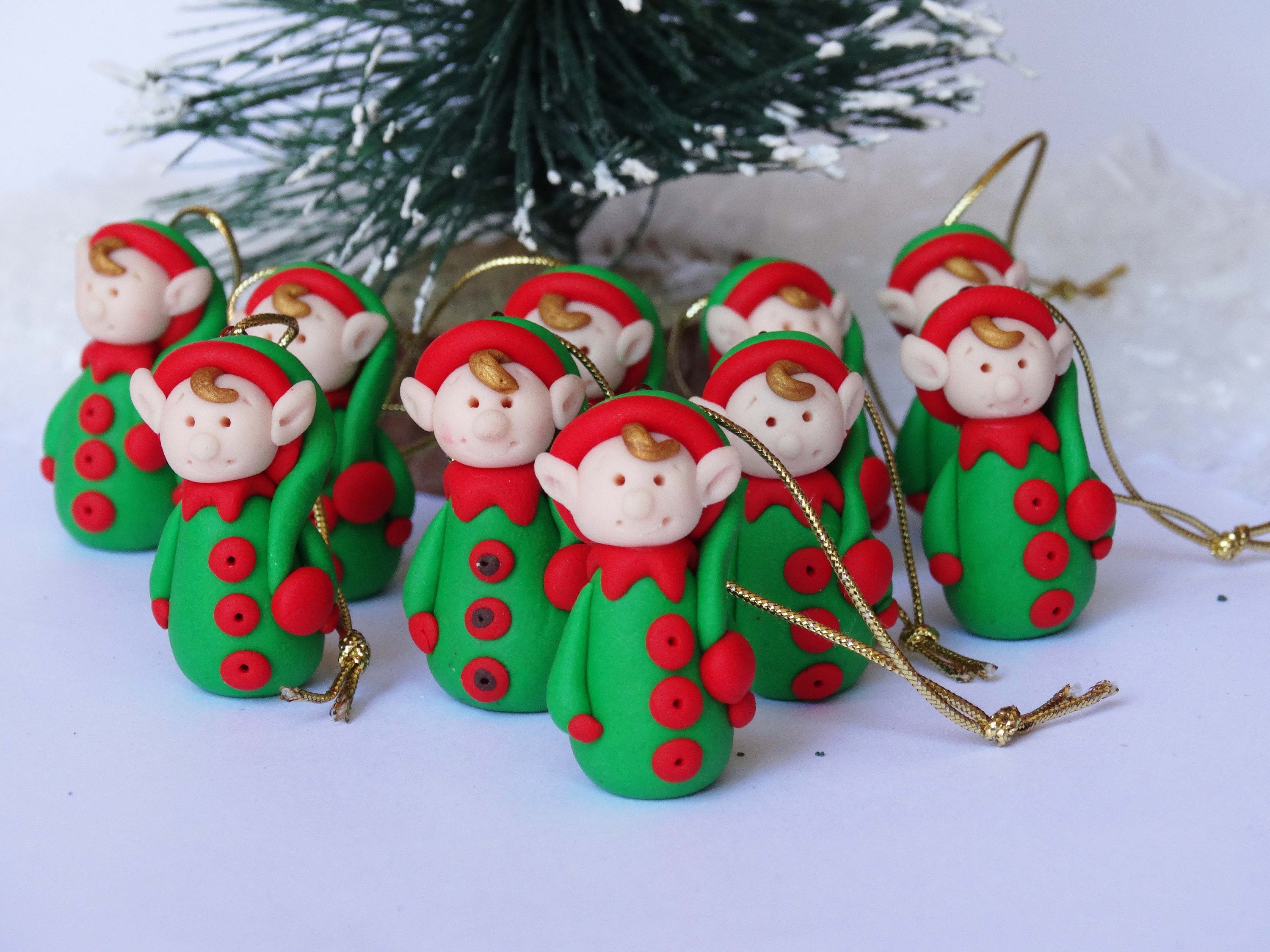 Christmas Elf,polymer Clay Green Elf,little Helper,christmas Pendant ...
