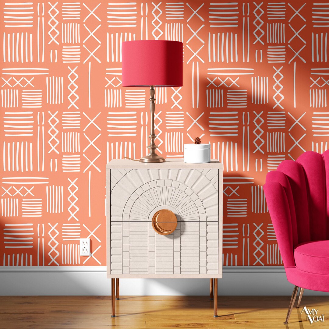 Terra Cota African Tribal Wallpaper – Mud Cloth Inspired-ethnic Pattern ...