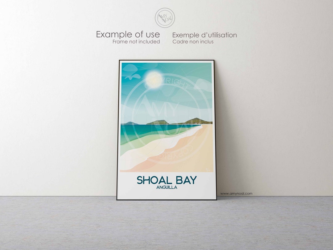 ANGUILLA ISLAND Design 4- 1 Travel Poster Print, Shoal Bay, Caribbean ...