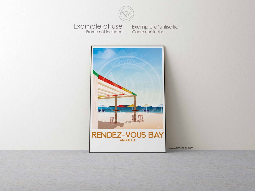 ANGUILLA ISLAND Design 2- 1 Travel Poster Print,rendez-vous Bay,sandy ...