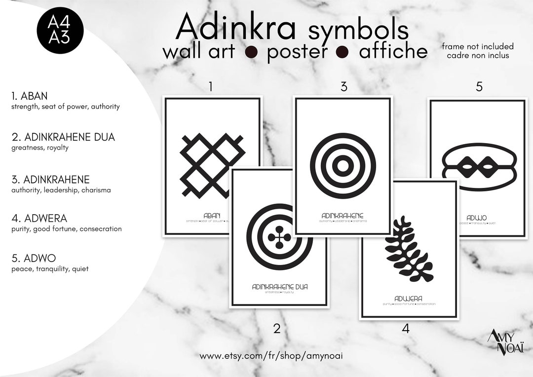 POSTER ADINKRA African Symbol, Poster Wall Art Ghana Akan Baoulé Aban ...
