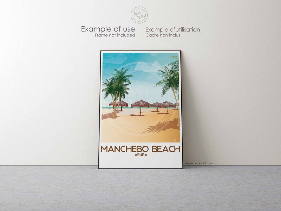 ARUBA Design 4 1 Travel Poster Print, Manchebo Beach, Caribbean West ...