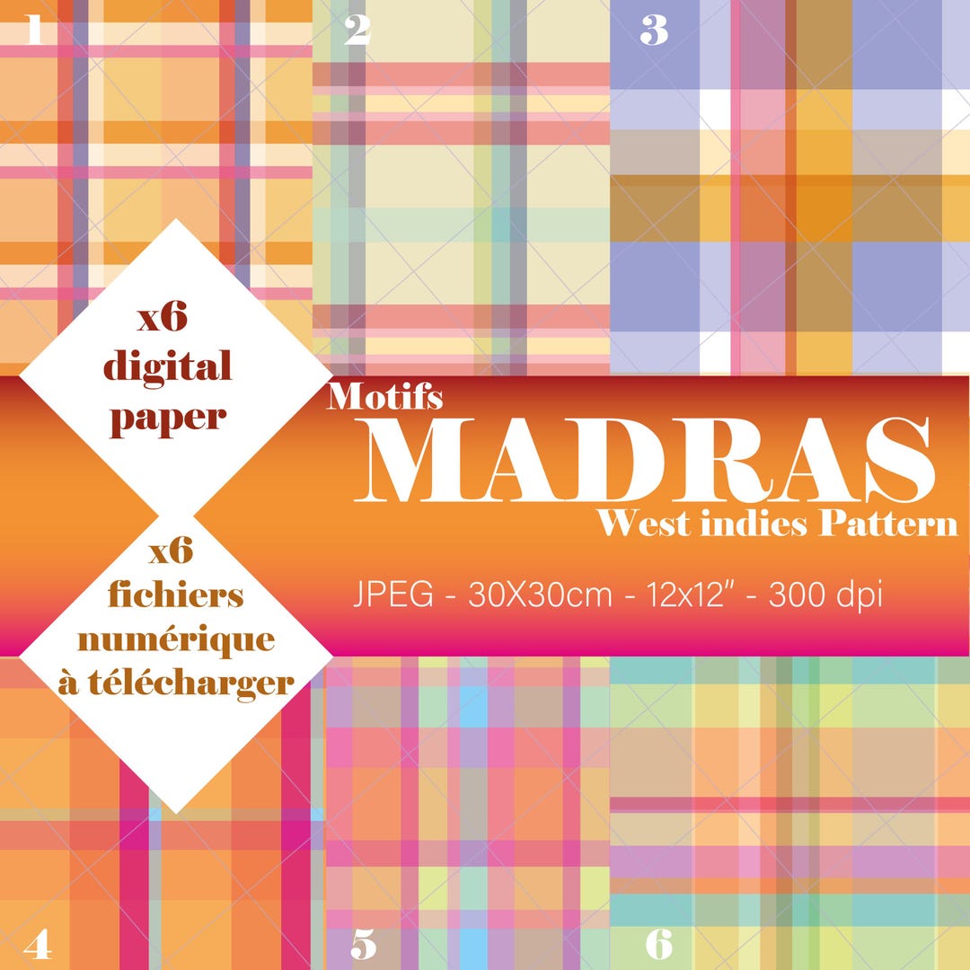 Digital Files of MADRAS Patterns, Fabric Designs From the West Indies ...