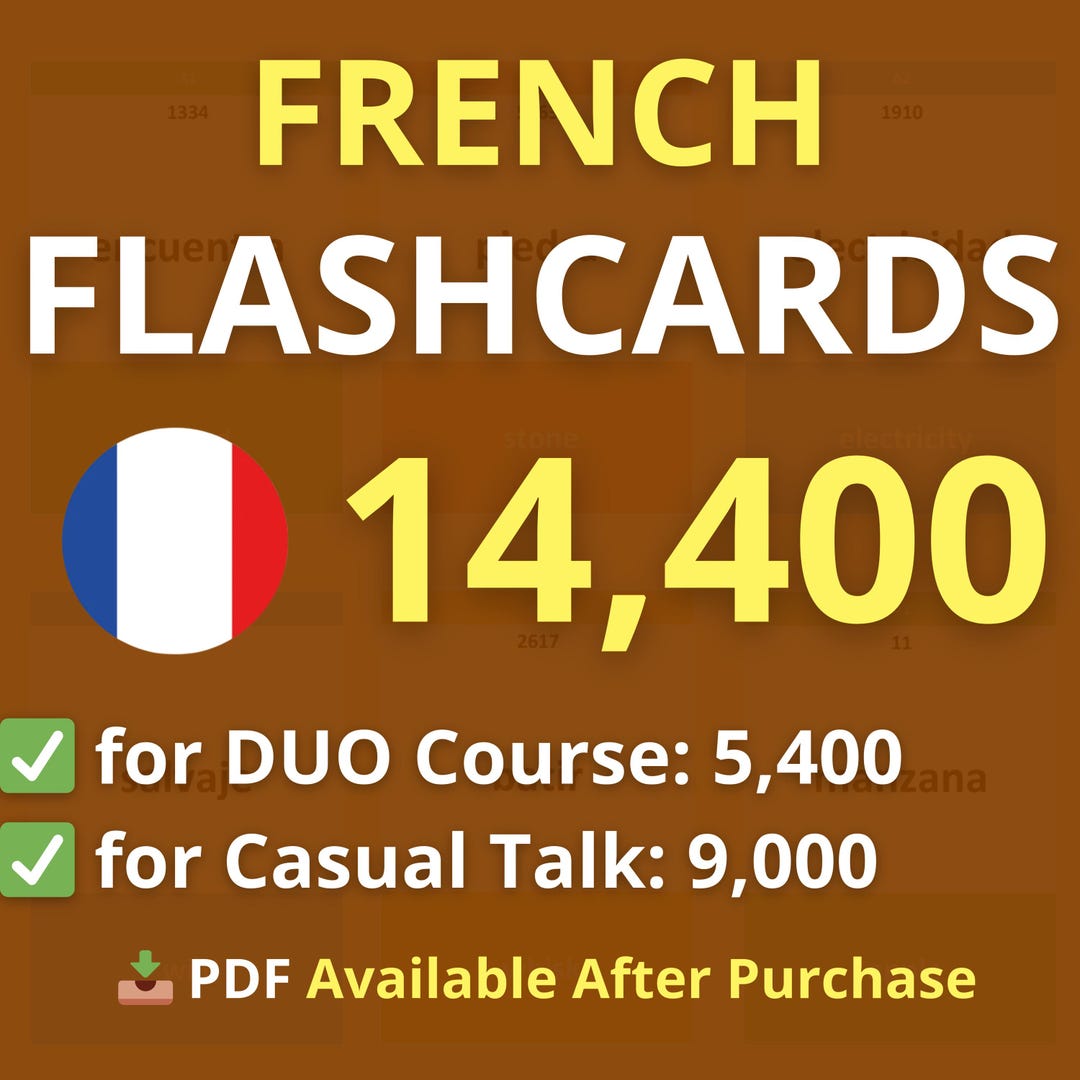 14,400 French Flashcards 5,400 for Duolingo Learners 9,000 Bonus ...