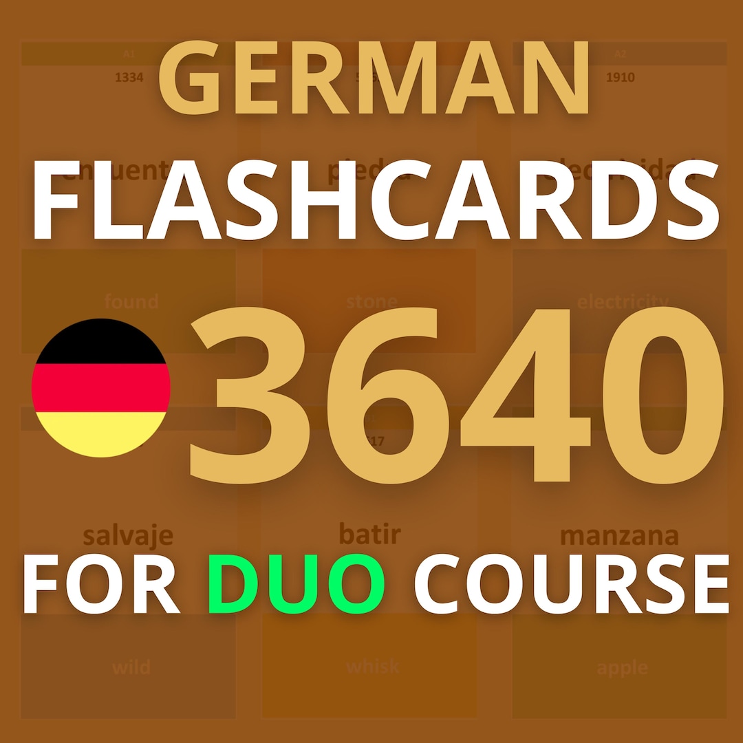 German Flashcards for English Speakers Duolingo Learners 3640 Words in ...