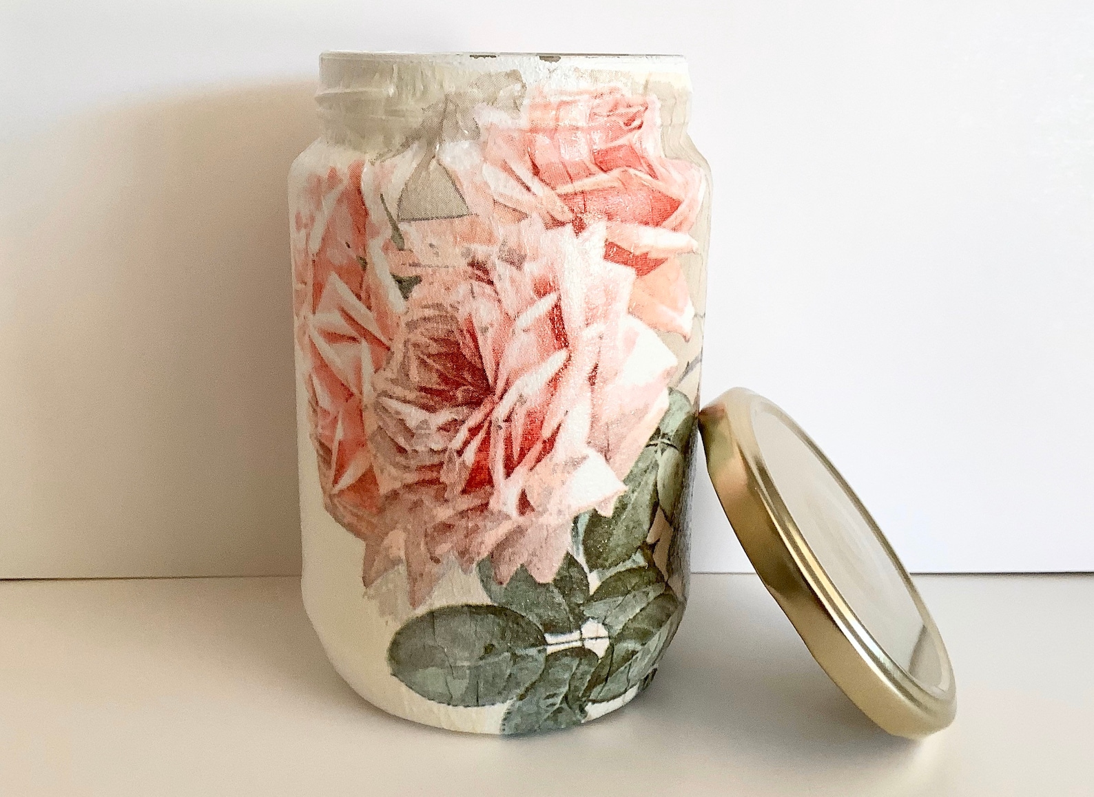 Vintage Rose Jar Decoupage Storage Jar up Cycled Decorated - Etsy
