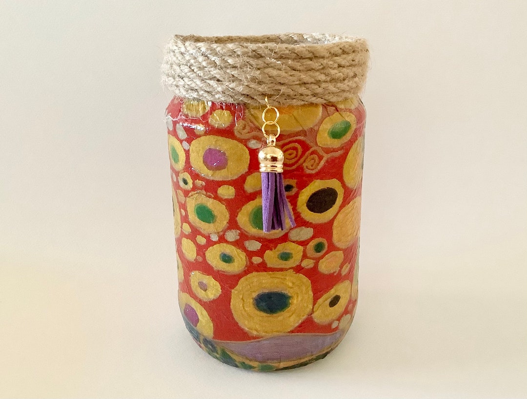 Klimt 'hope II' Decoupage Jar Lantern: Red Night Light - Etsy