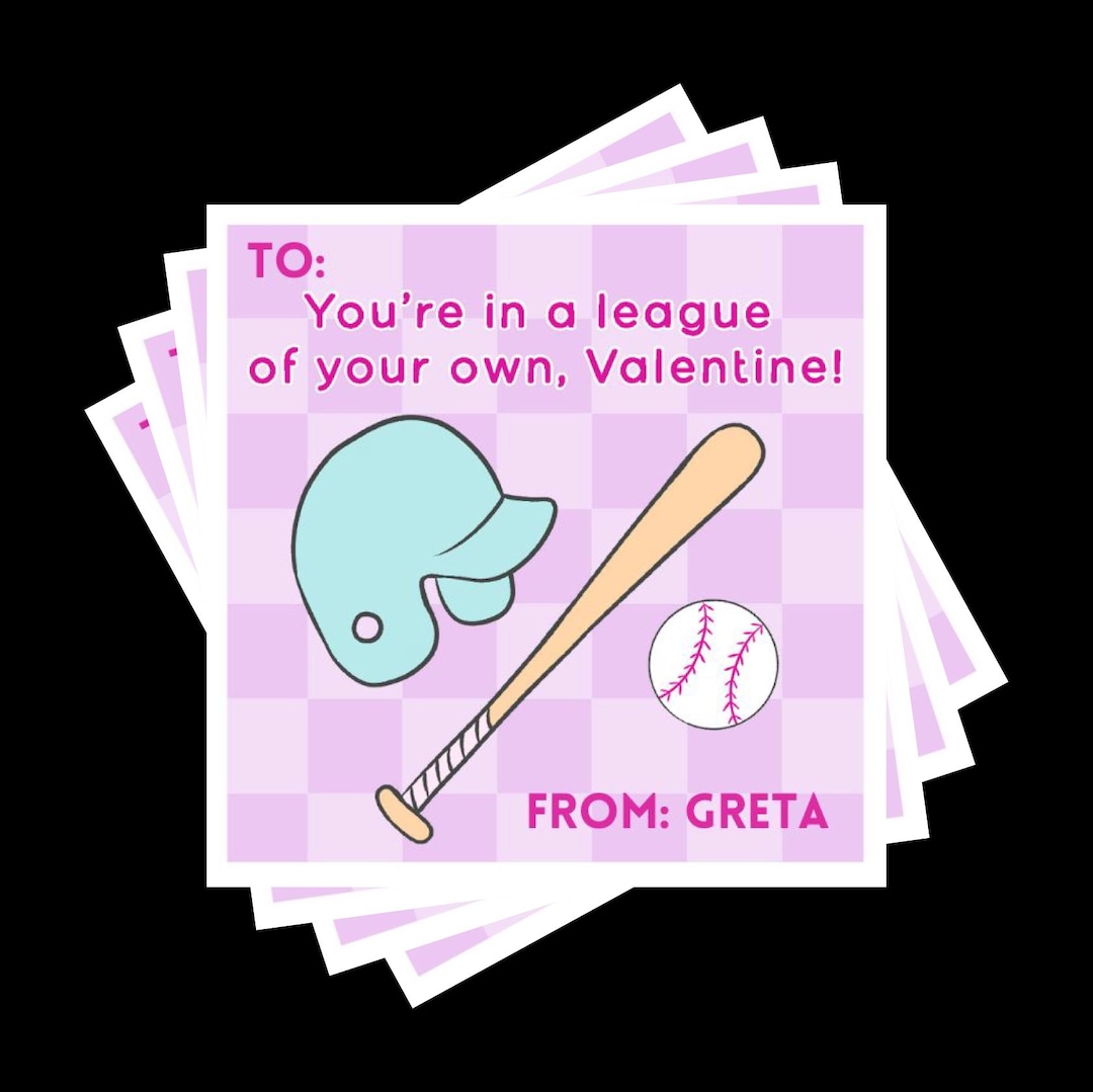 Softball Printable Valentine Cards – Girls Baseball Valentines – Sports ...