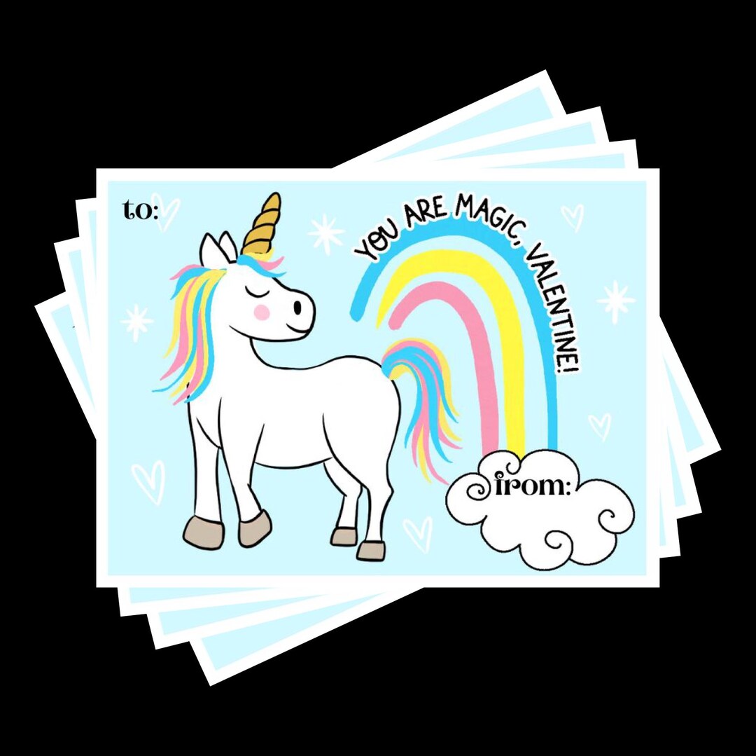 Unicorn Printable Valentine Cards – Kids Valentine’s Day Card PDF – DIY ...