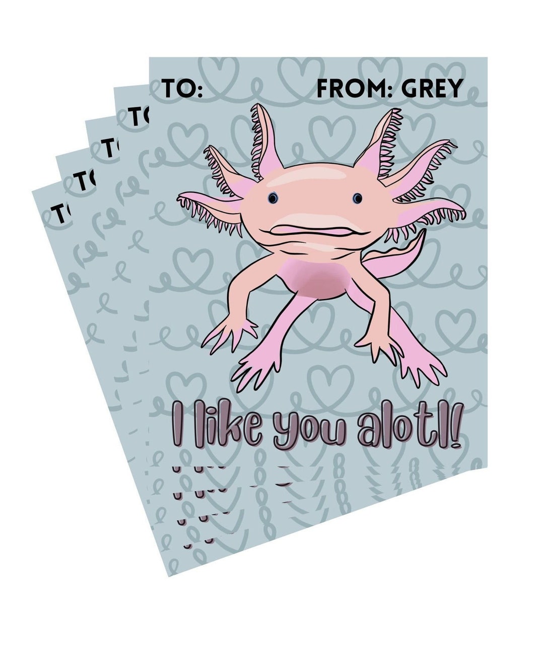 Axolotl Valentine Card - PDF for Download - Etsy