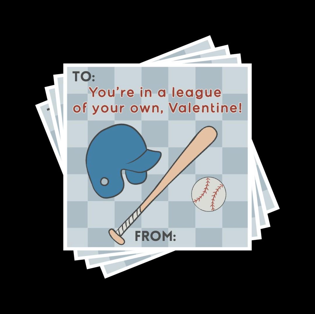 Baseball Printable Valentine Cards - Sports Valentines - Home Run ...
