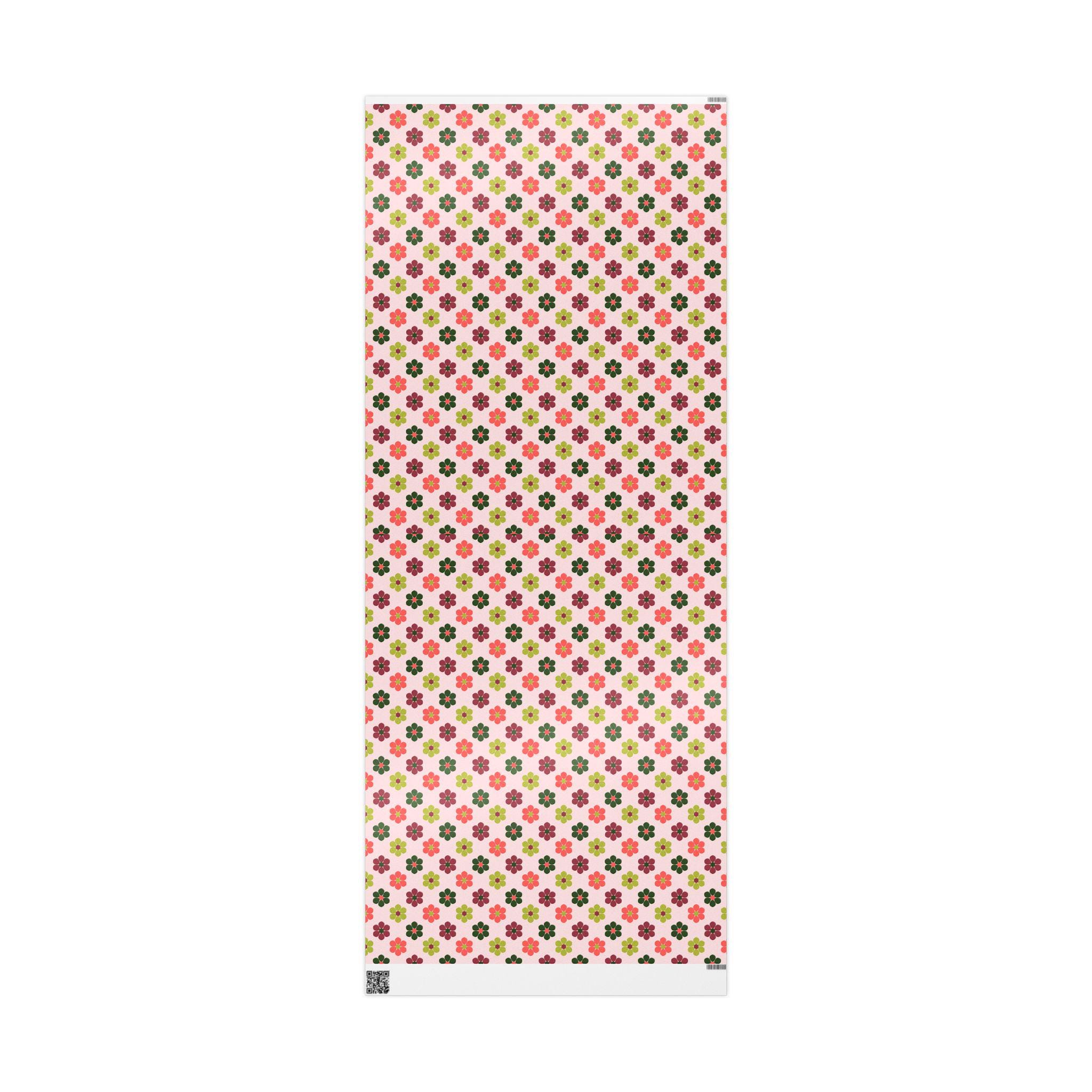 Wrapping Papers, Retro Flowers Holiday Gift Wrap Pink, Red, and ...