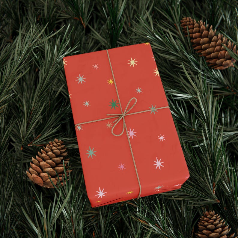 Wrapping Papers, Holiday Christmas Gift Wrap in Rainbow Stars, Festive ...