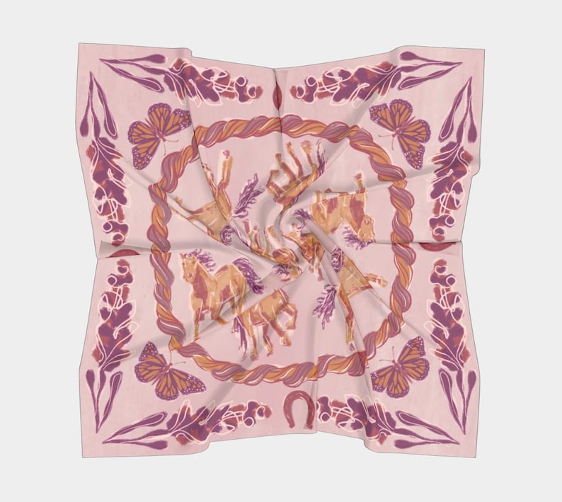 The Mary Silk Scarf in Rustic Pink - Wild Horses, Bluebonnets ...
