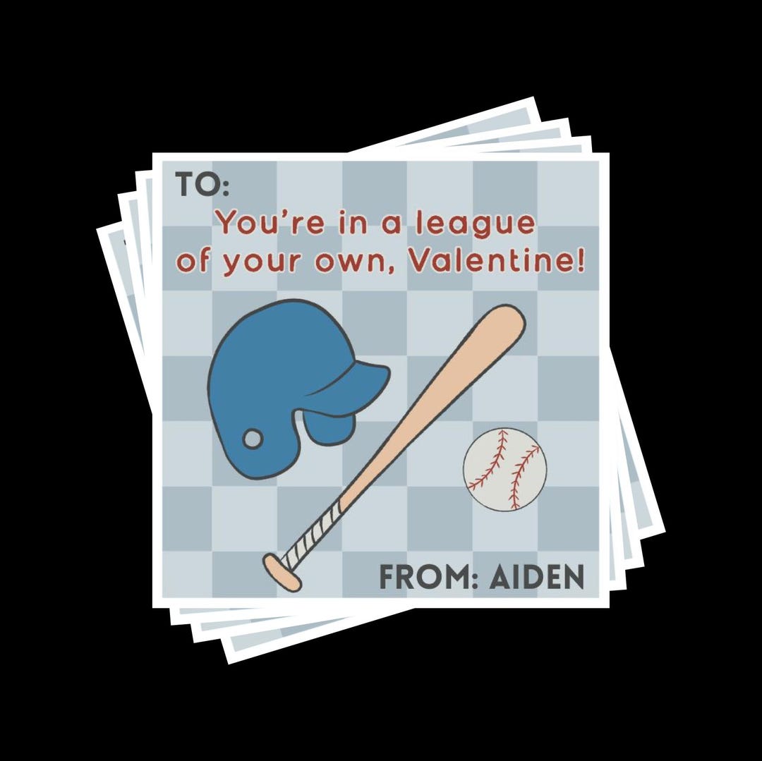 PERSONALIZED Baseball Valentine Cards – Custom Boys Sports Valentines ...