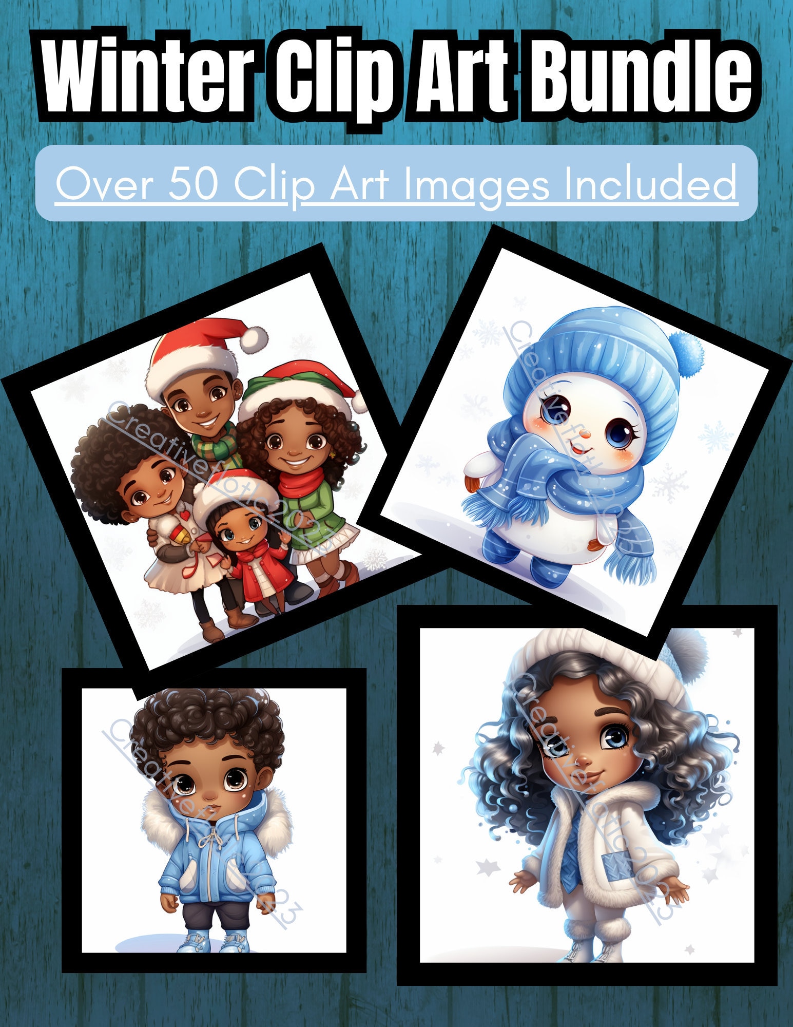 Unique Winter Clip Art Collection Perfect for Holiday Cards and Gifts ...