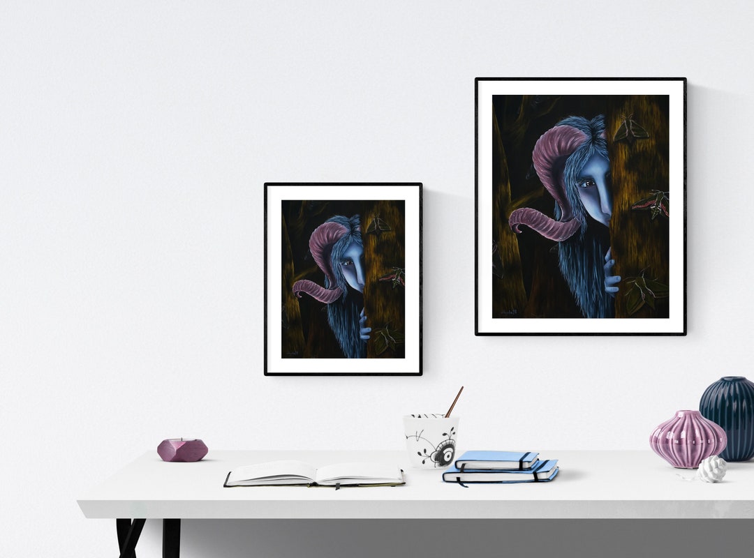 Female Satyr Wall Art Print Dnd Satyr Wall Hanging Unique Horned ...