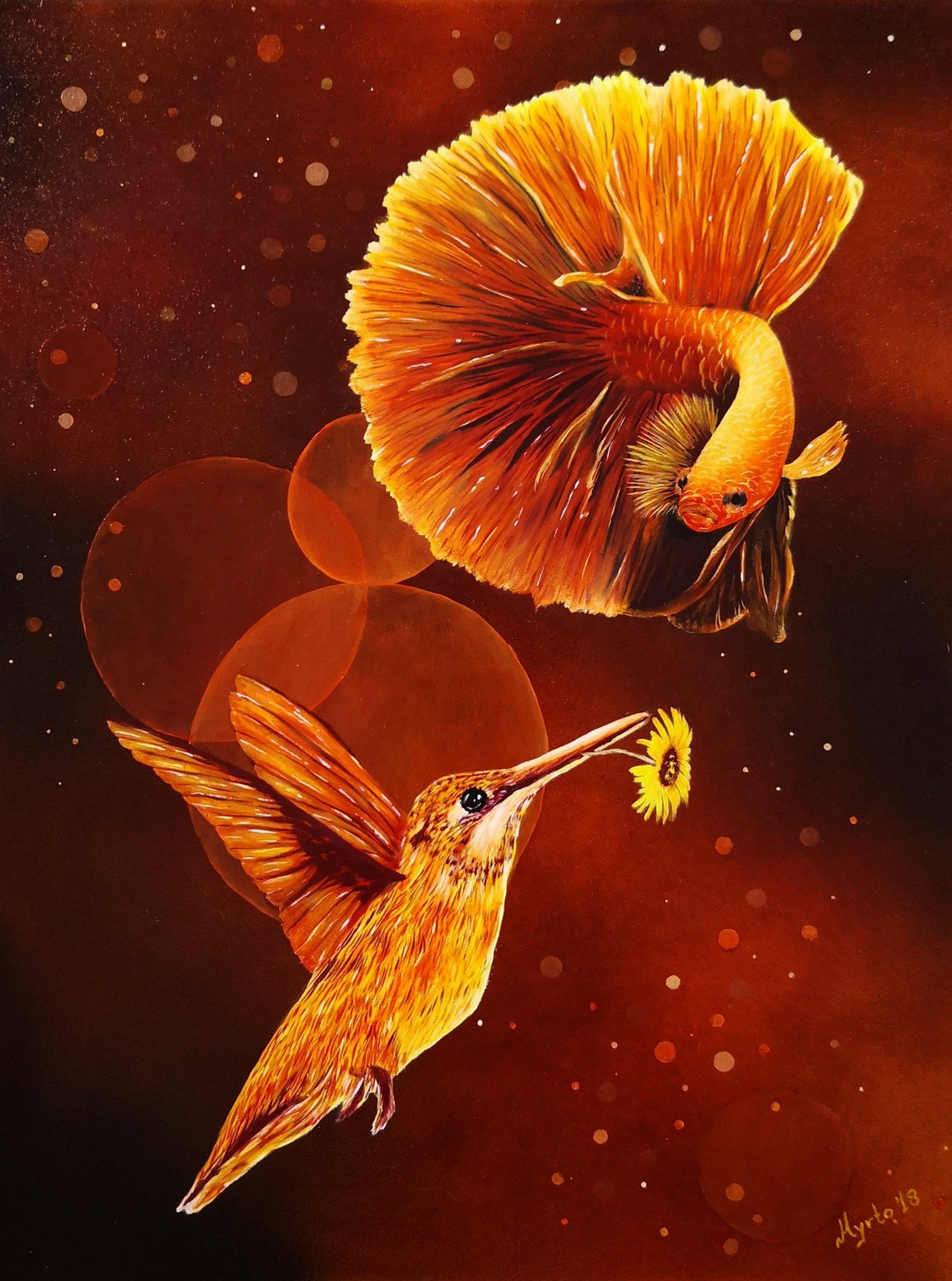 Fish and Bird Love Wall Art Fish and Bird Art Print Beta - Etsy UK