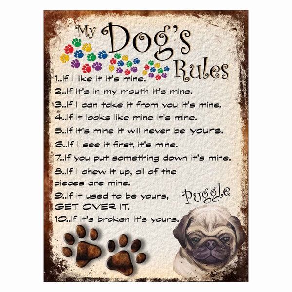 Puggle Sign - Etsy
