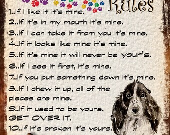 My Dog Rules Miniature Schnauzer, Retro Metal Sign / Fridge Magnet/ Funny Dog Gift for Dog ...