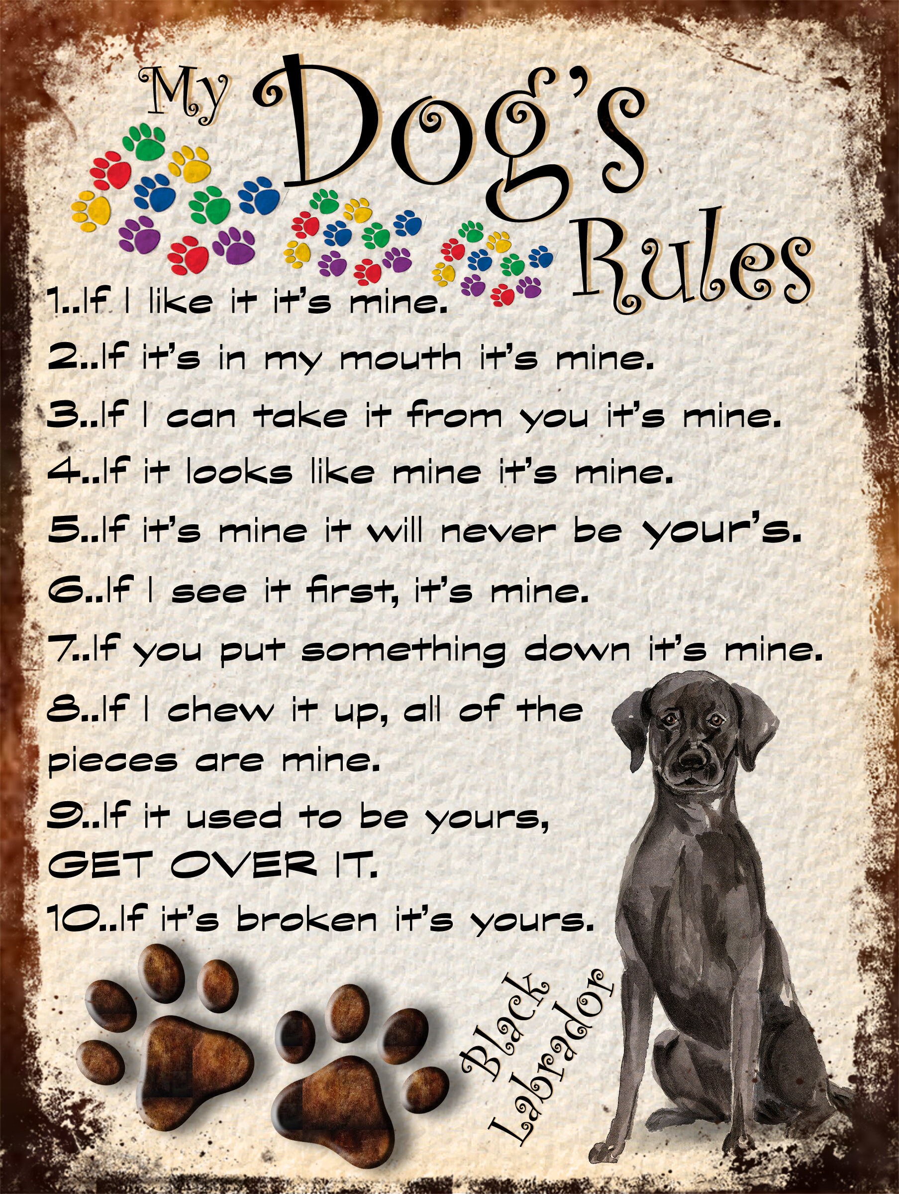 My Dog Rules Black Labrador Retro Metal Sign / Fridge Magnet/ - Etsy UK