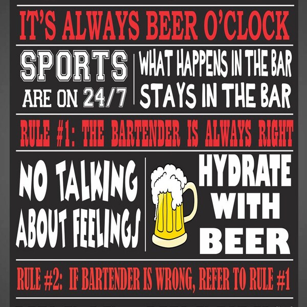 Bar Rules Sign - Etsy