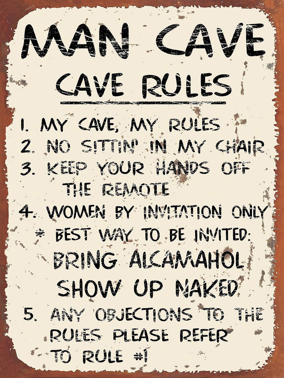 Man Cave Rules Retro Metal Sign/plaque or Fridge Magnet - Etsy