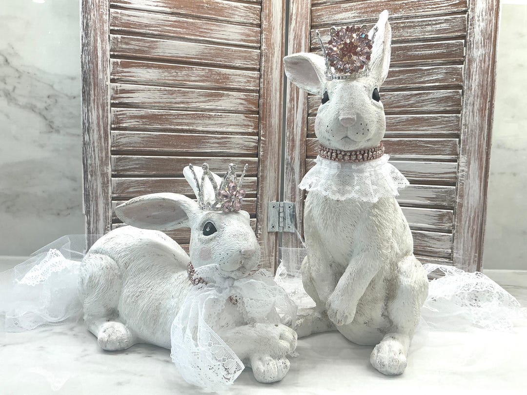 Crowned Rabbit Statues Le Lapin French Country Decor French Nordic ...