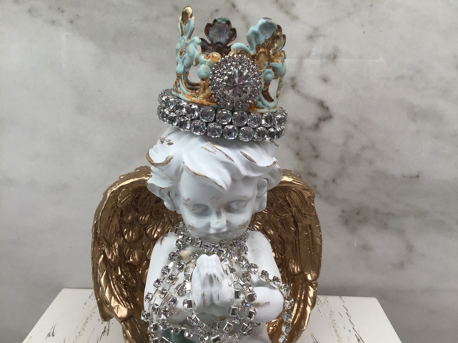 Praying Cherub Statue Crowned Cherub Statue Cherub With Crown - Etsy