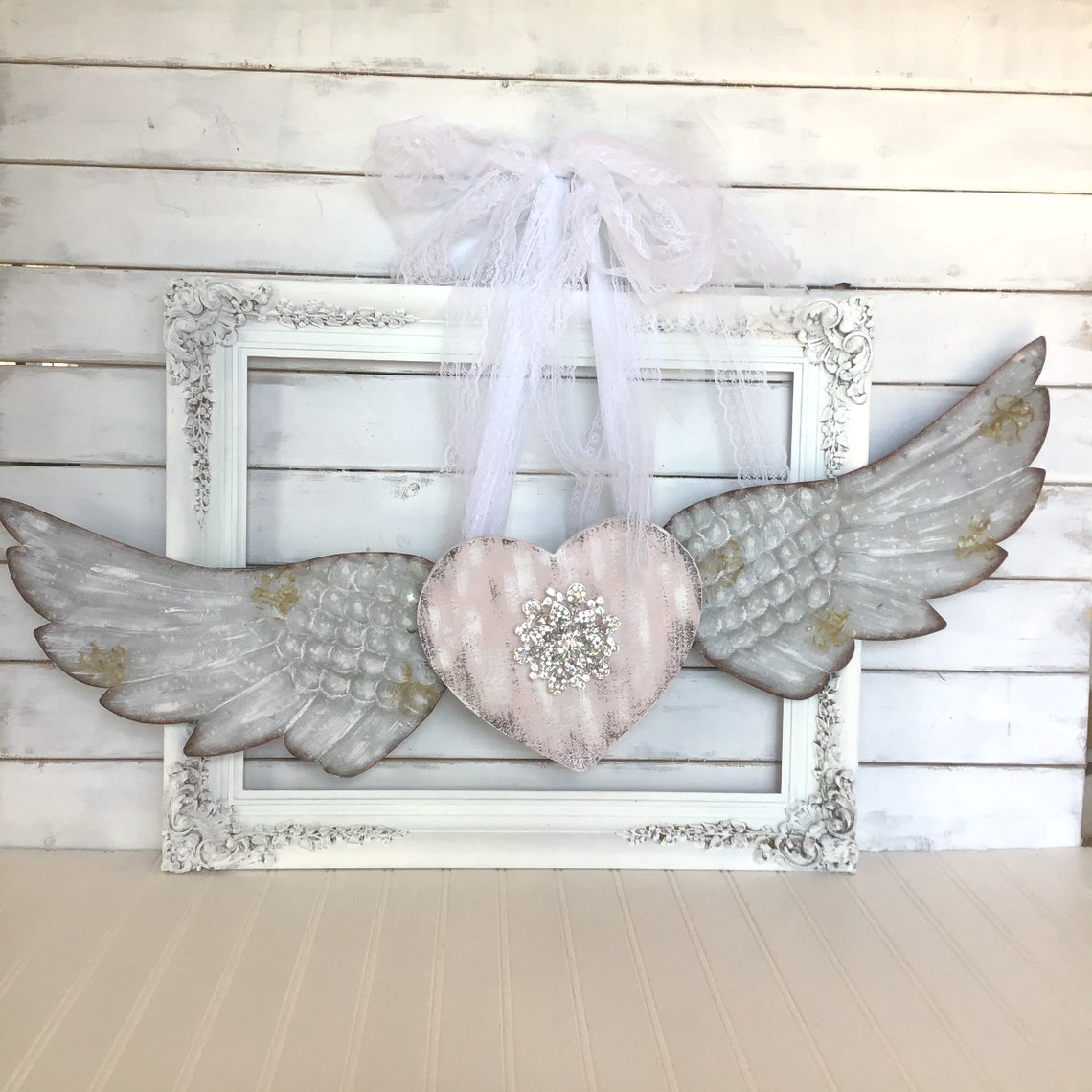 Gorgeous Angel Wings Wall Decor Flying Heart Metal Wings With | Etsy