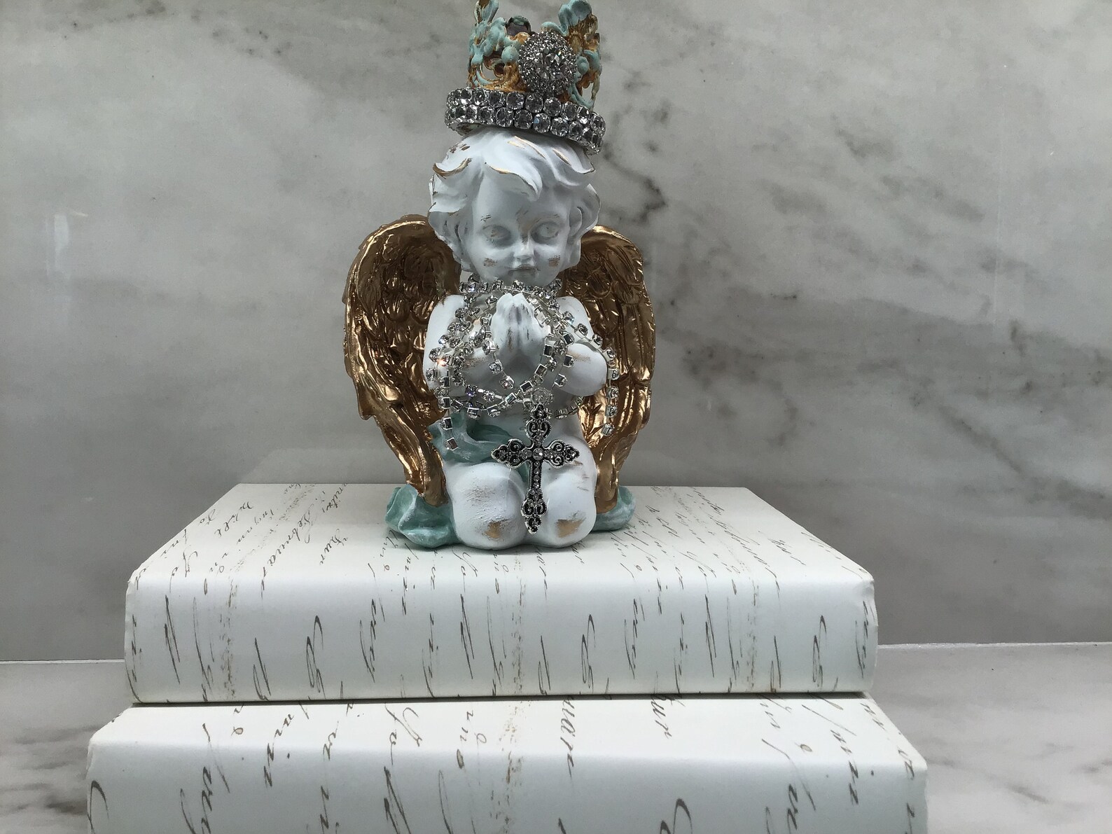 Praying Cherub Statue Crowned Cherub Statue Cherub With Crown - Etsy