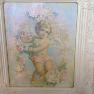 Framed Cherub Print Cherub Canvas Print Nursery Wall Decor Cottage ...