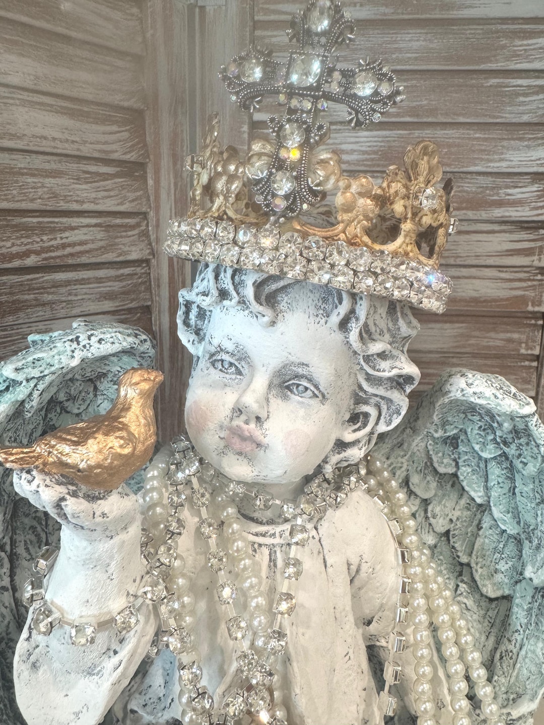 Crowned Cherub Statue Frenchshabbyrose Cherub Cherub With Wings Painted ...