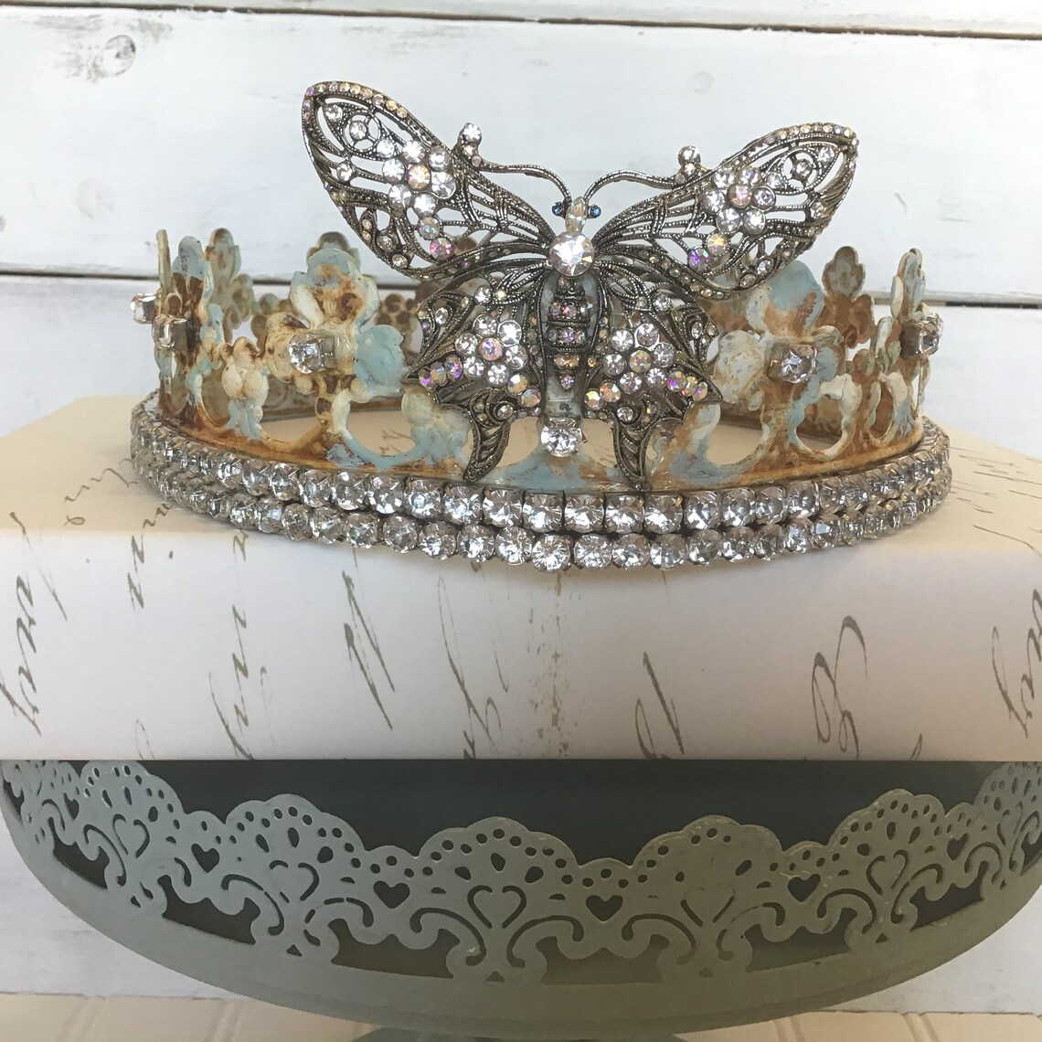 Large Butterfly Crown Embellished Crown Decor Crown Candle - Etsy