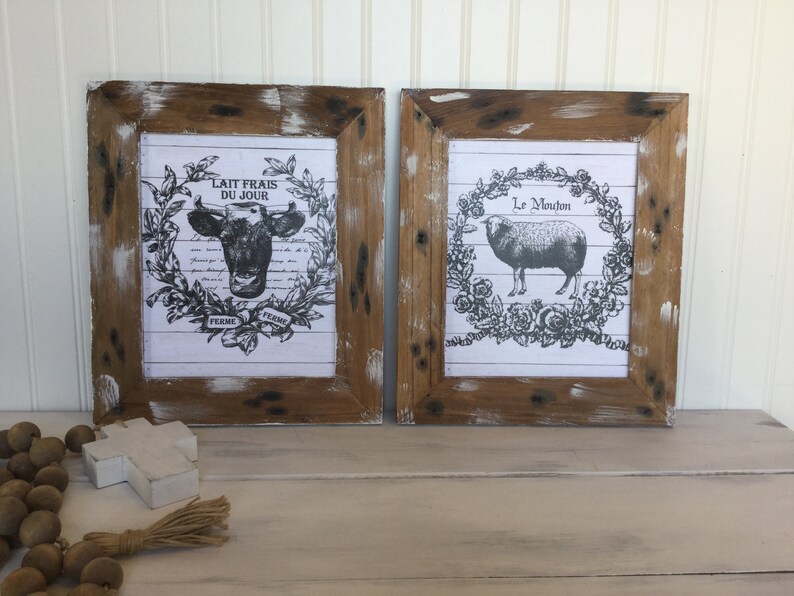 Farmhouse Wall Decor Cow/sheep Framed Prints French Farmhouse Wall ...