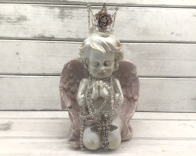 Petite Cherub Statue Crowned Cherub Nursery Decor Baptism Gift ...